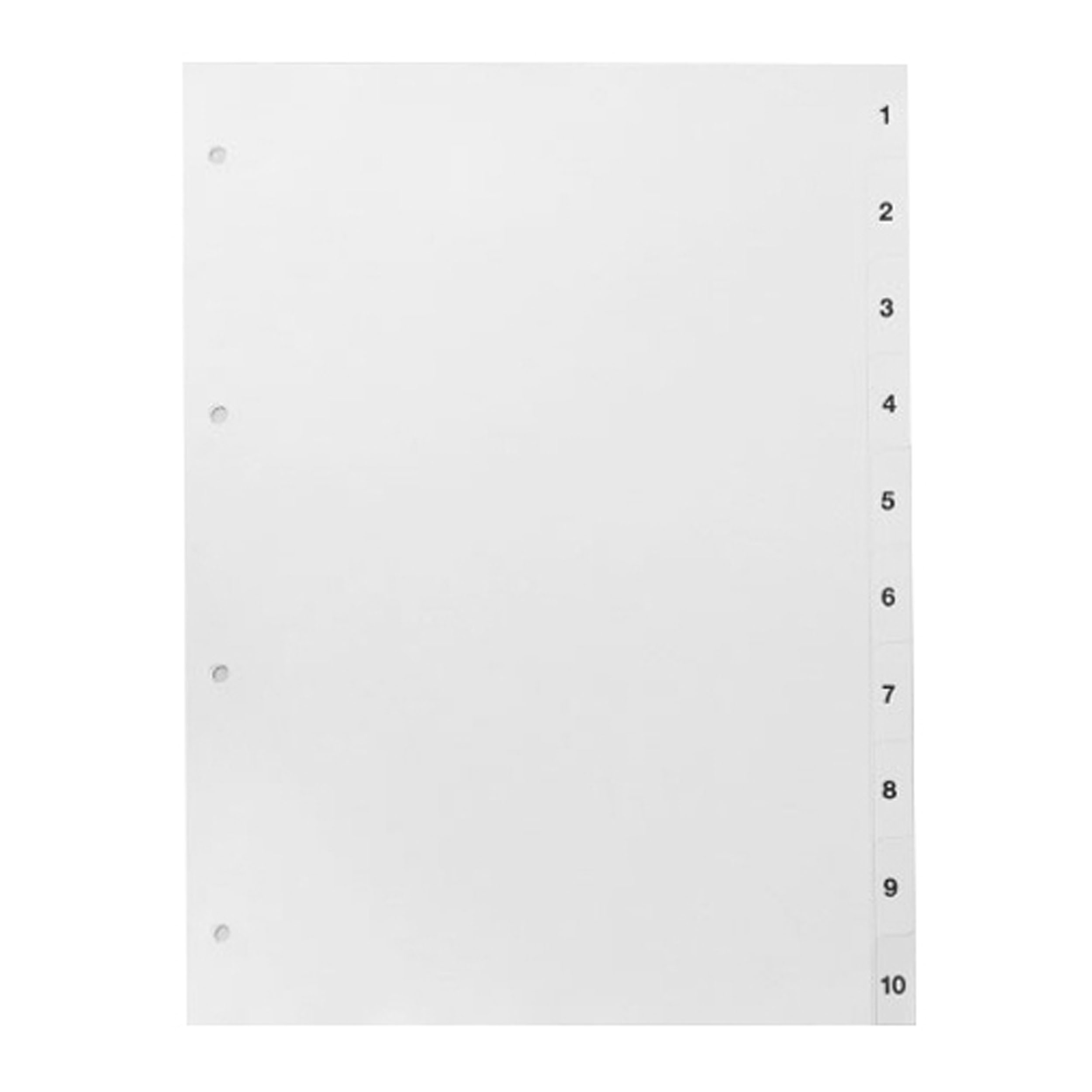 Register A4, Zahlen 1-10, 4-fach Lochung, Karton, weiß | SPRINTIS