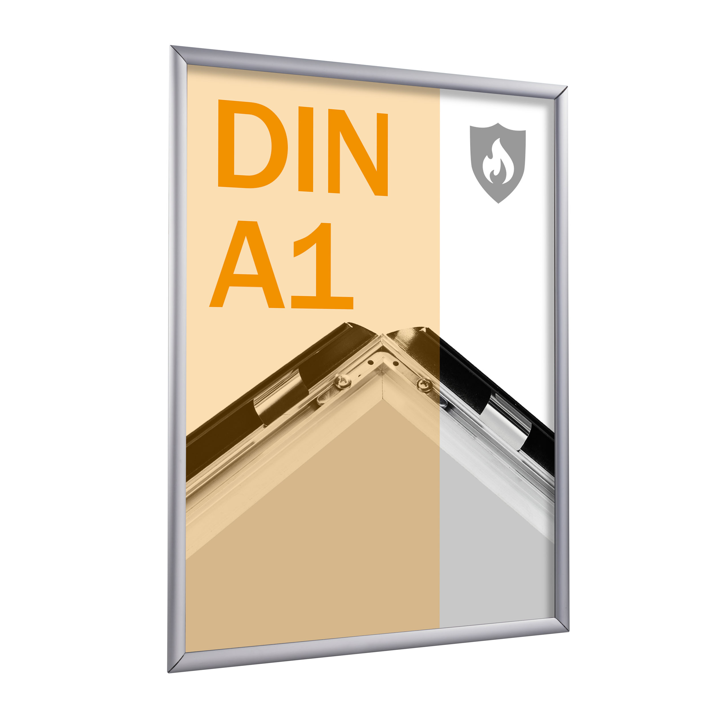 mit PET Deckelblatt | silber Aluminium Brandschutzrahmen DIN A1 | SPRINTIS
