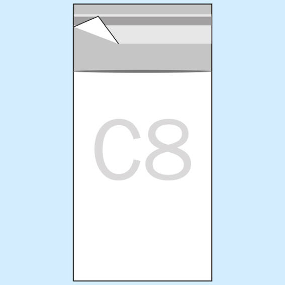 60 x 82 mm - C8 Klappenbeutel, wiederverschließbar, OPP-Folie ...